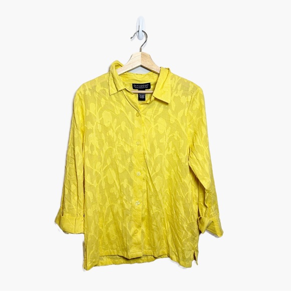 Dialogue | Tops | Nwt Dialogue Yellow Floral Button Down Blouse | Poshmark